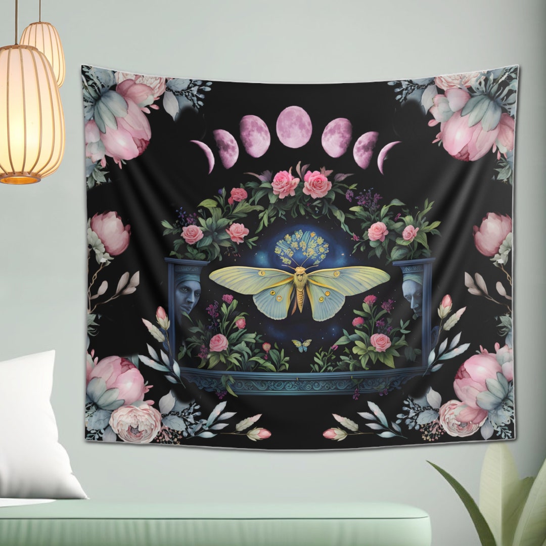 Luna Moth Tapestry Cottagecore Moon Phases Witchy Magic Witch Alter ...