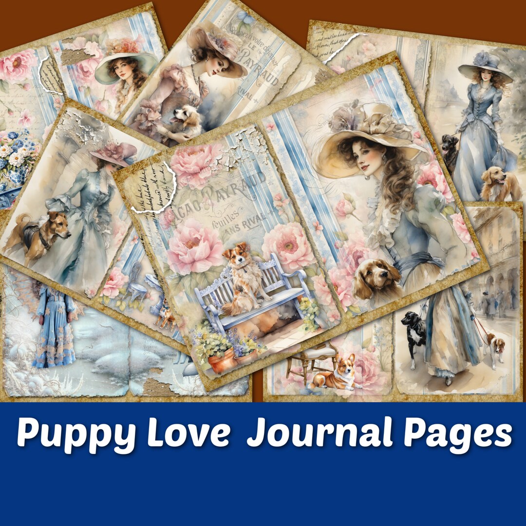 Puppy Love Journal Pages Shabby Victorian Printable Journal Junk Kit ...