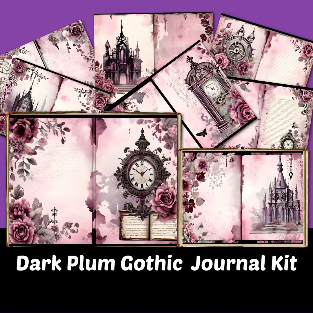 Printable Gothic Journal Pages Kit Blank Vintage Women Roses Collage ...