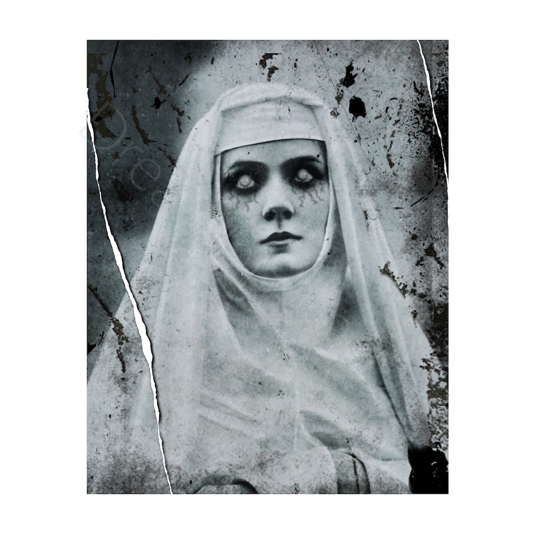 Creepy Nun Photo Black Eyes Victorian Ghost Vintage Printable Horror ...