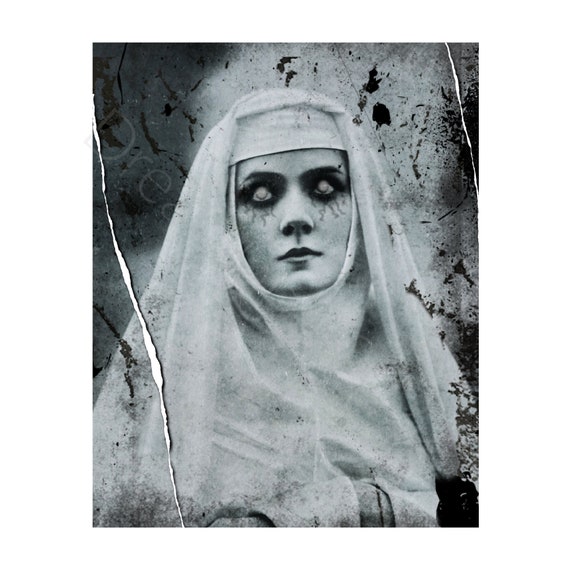Creepy Nun Photo Black Eyes Victorian Ghost Vintage Printable - Etsy