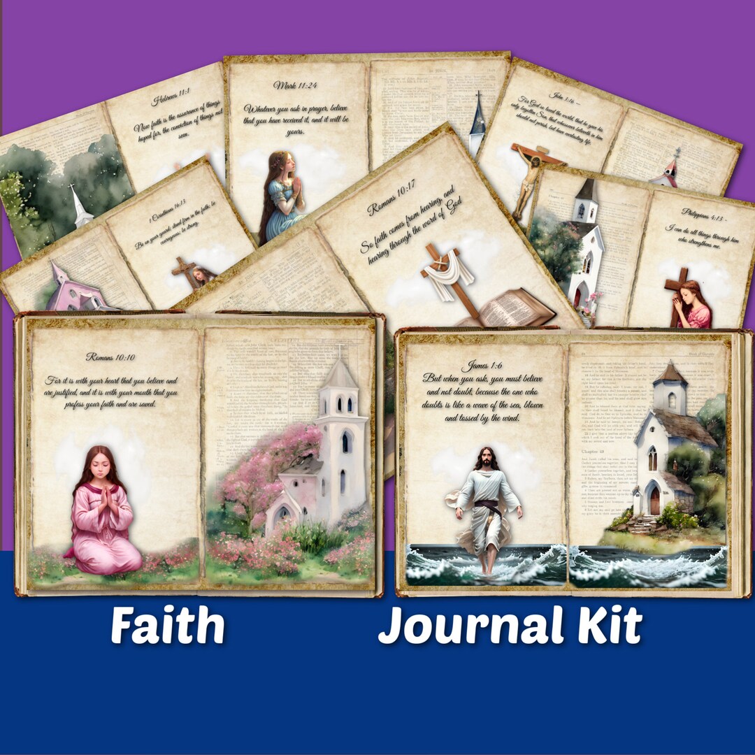 Printable Faith Journal Pages Kit Christian Prayer Junk Vintage Bible ...