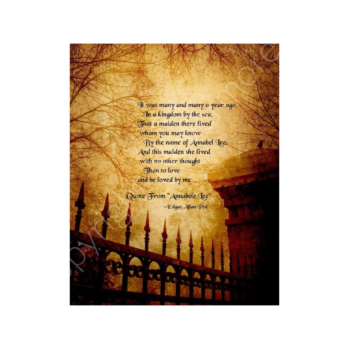 Annabel Lee Printable Wall Art Instant Download Edgar Allan - Etsy