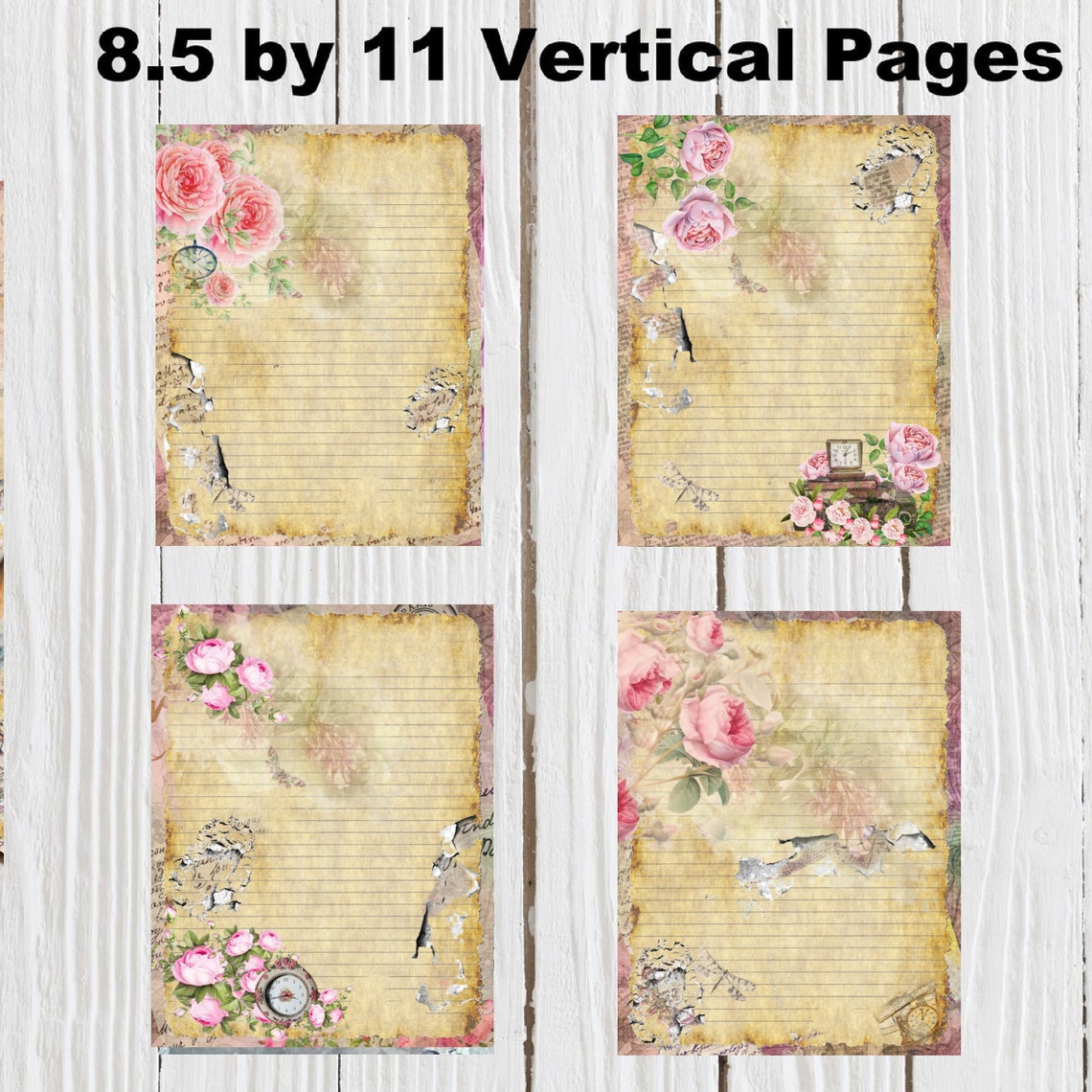 Romantic Journal Printable Pages Junk Time for Love Roses | Etsy