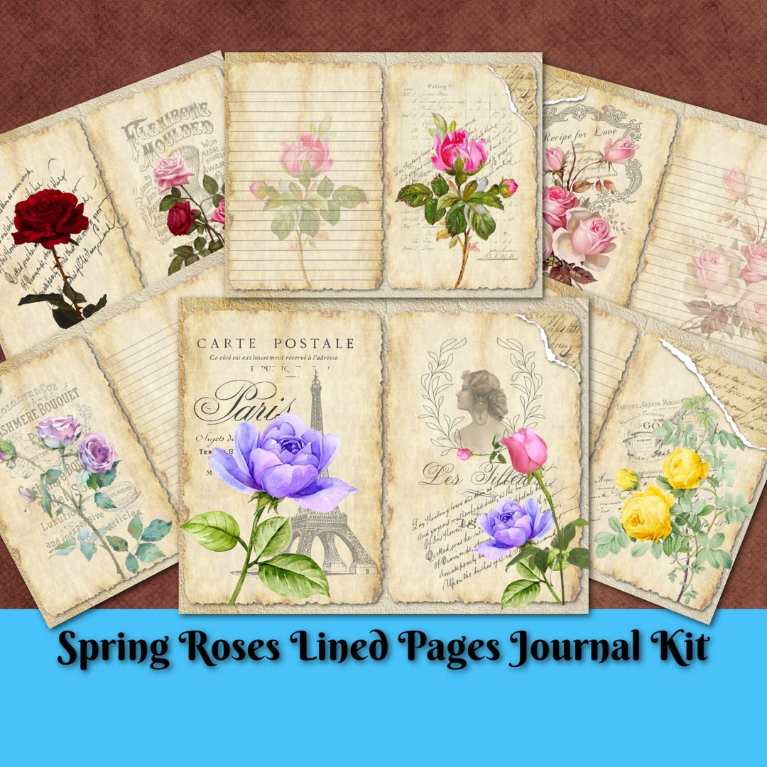 Roses Printable Pages Junk Journal Supplies Spring Flower Kit Floral ...