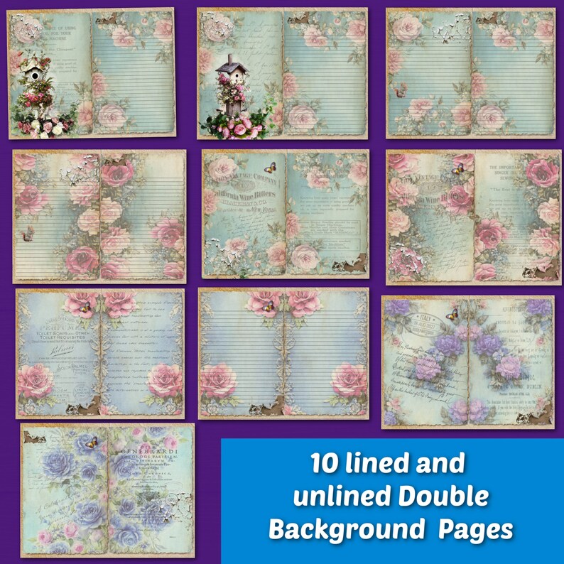 Spring Printable Journal Kit Pages Rabbit Birds Flowers Bunny - Etsy