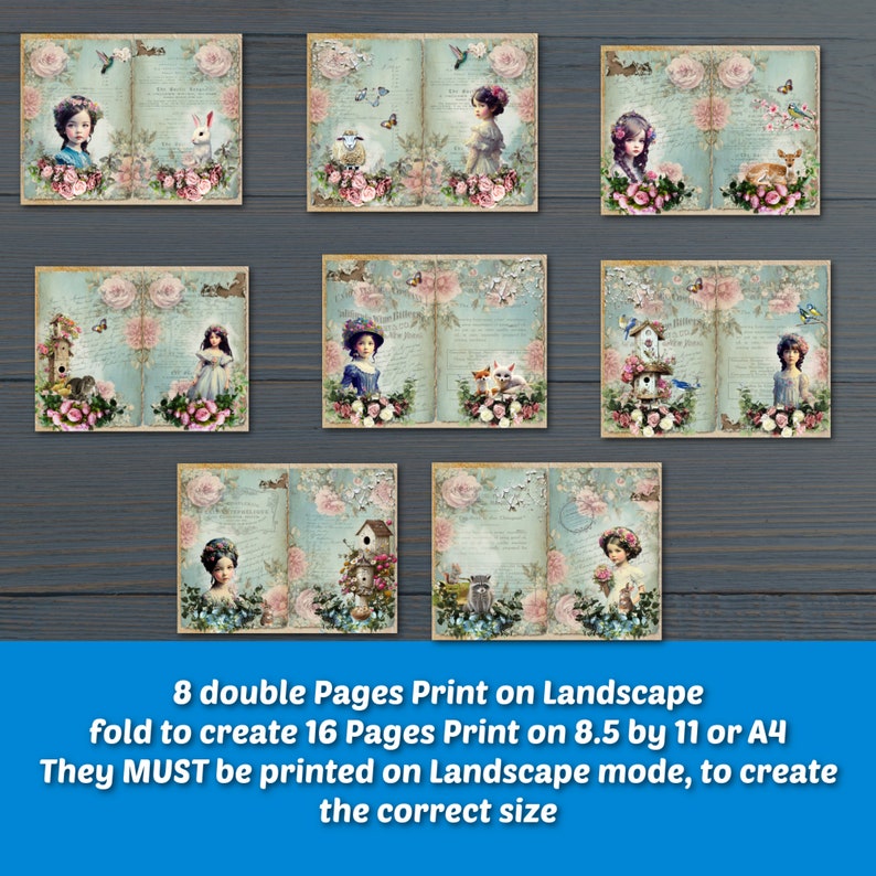 Spring Printable Journal Kit Pages Rabbit Birds Flowers Bunny - Etsy