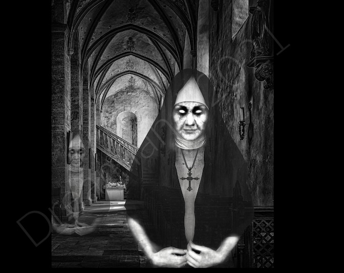 Ghost Nun Photo Creepy Printable Wall Art Gothic Halloween - Etsy