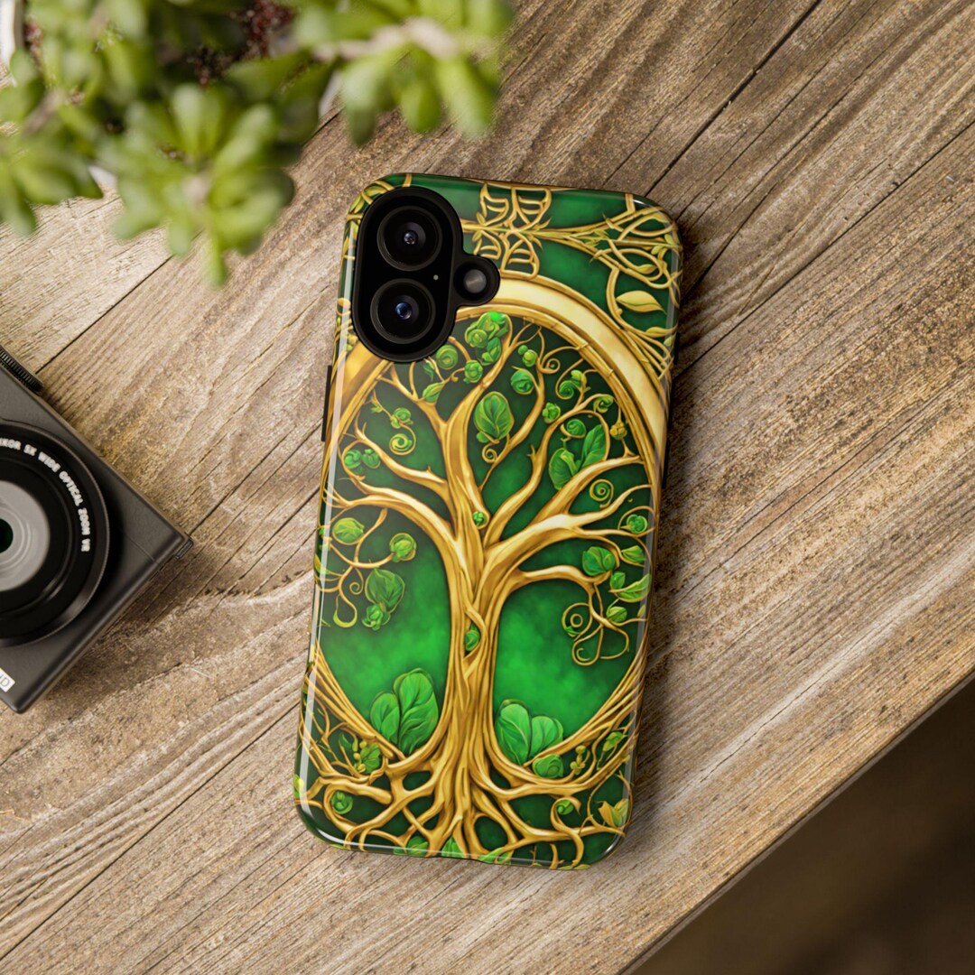 Tree of Life Green Phone Tough Case Scottish Irish Witchy Faux Stained ...