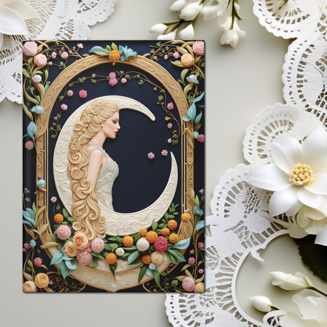 Moon Goddess Journal Personalized Hardcover Crescent Moon Custom Name ...