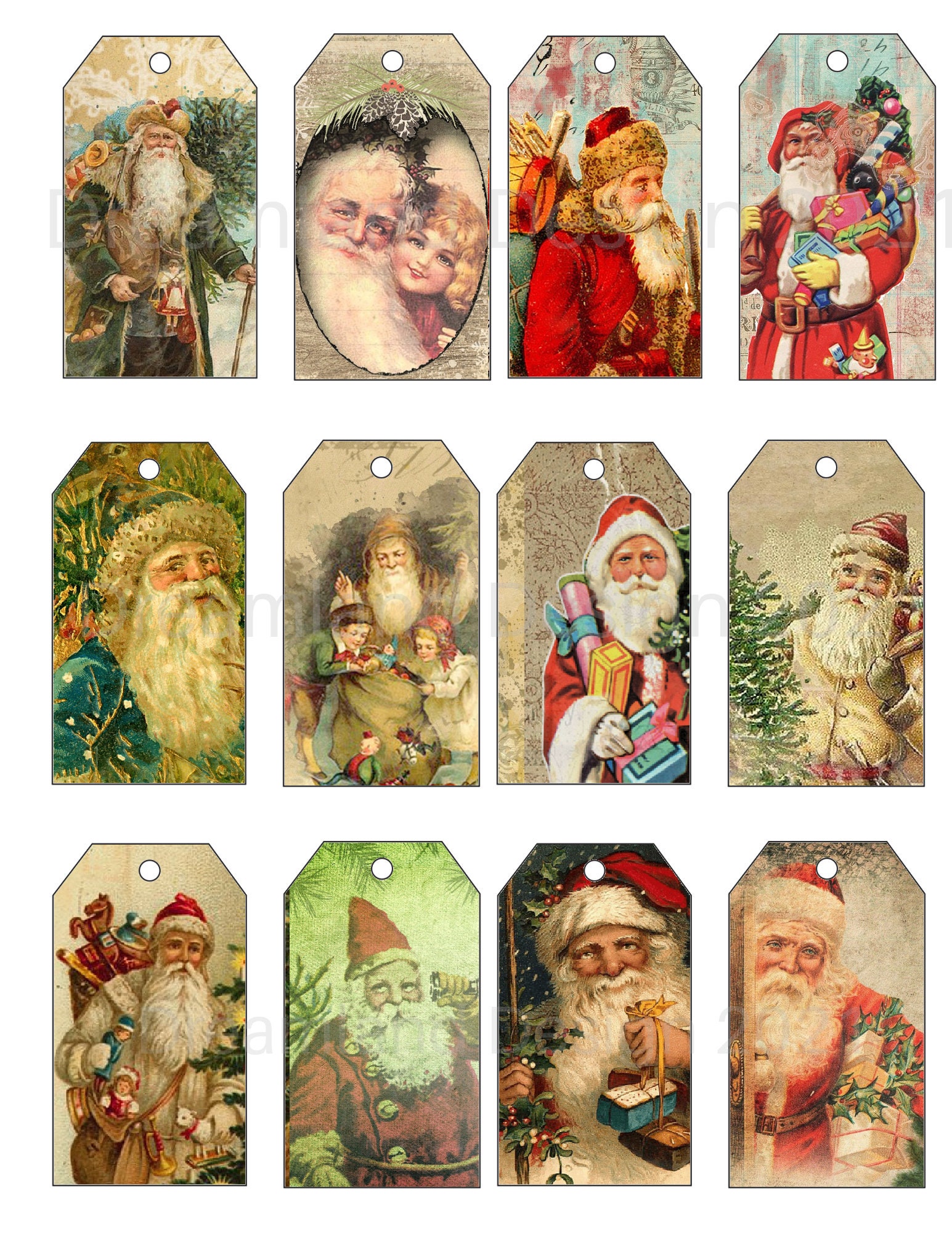 Vintage Santa Tags Printable Christmas Tags Gift Tags Holiday - Etsy