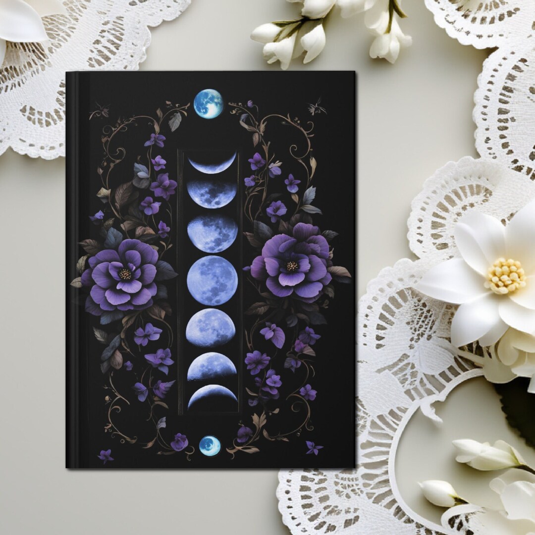 Moon Phases Witchy Notebook Journal Hardcover Purple Book of Shadows ...