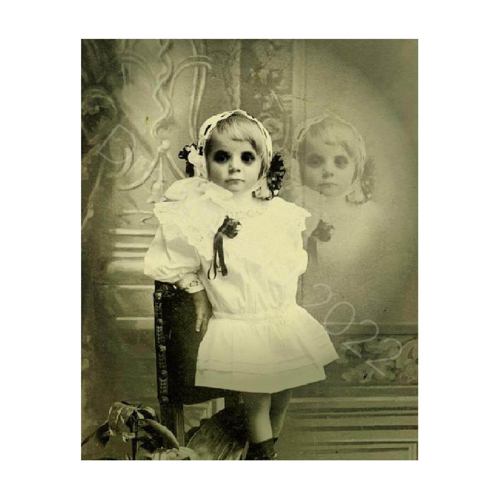 Ghost Girl Creepy Photo Black Eyed Child Victorian Vintage Art - Etsy