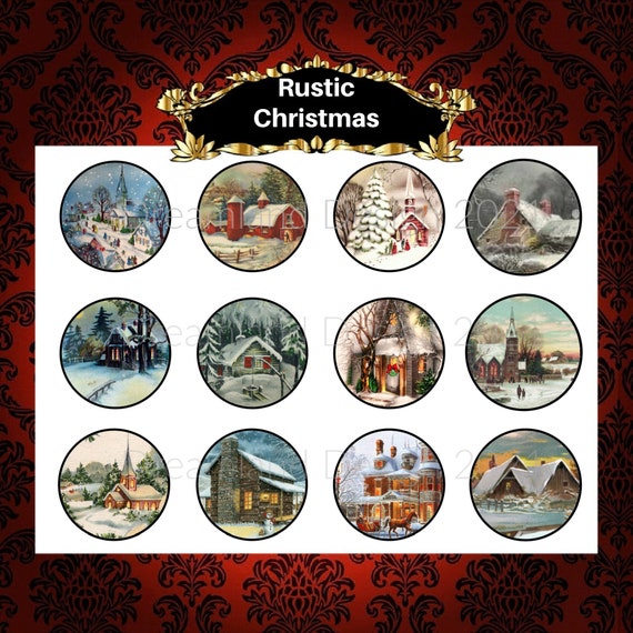 Christmas Gift Tag Printable Rustic Cabins Farms Churches | Etsy