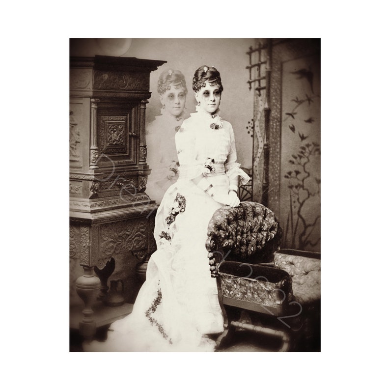 Ghost Photo Creepy Victorian Lady Girl Vintage Printable Black Etsy