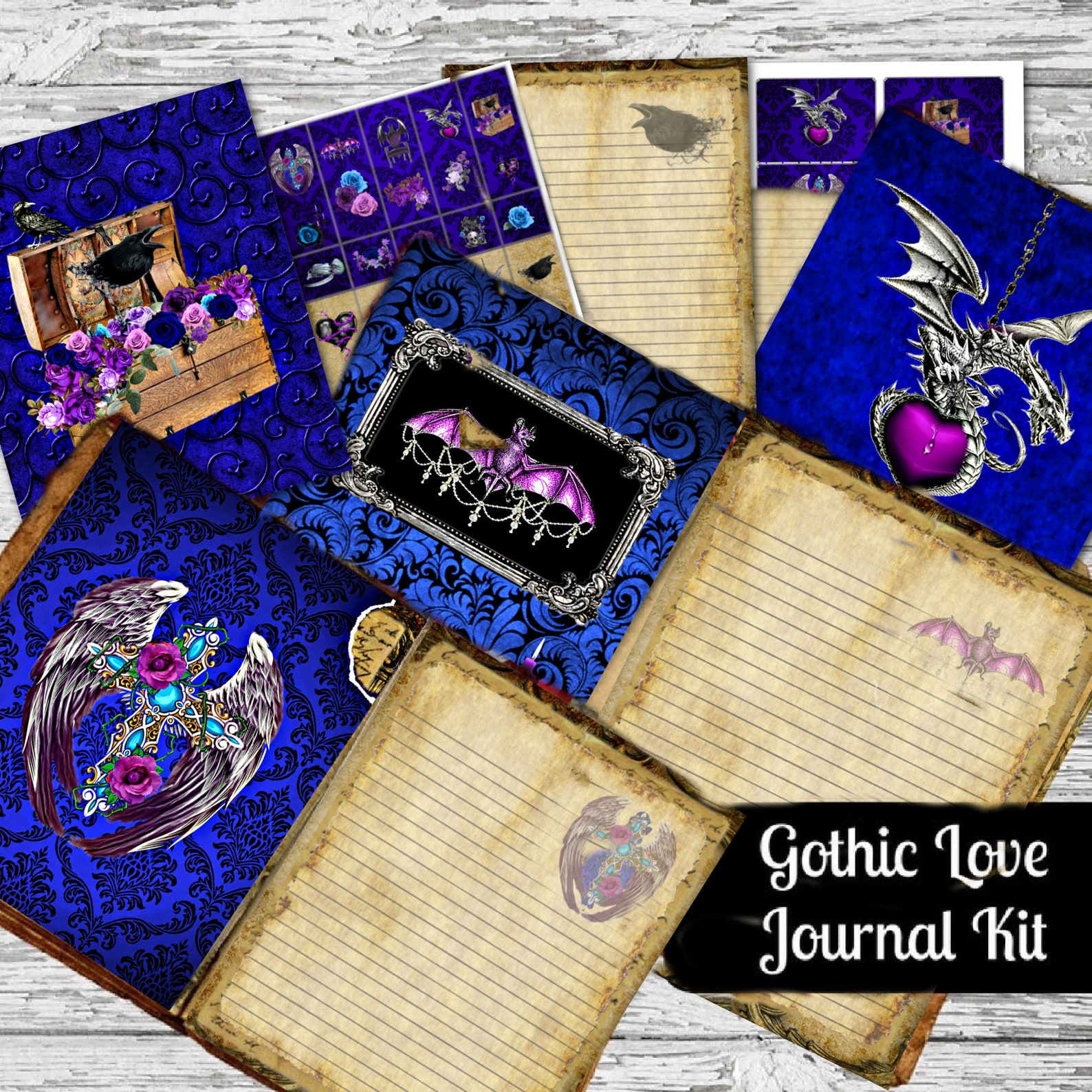 Gothic Printable Journal Pages Roses Blank Vintage Love | Etsy
