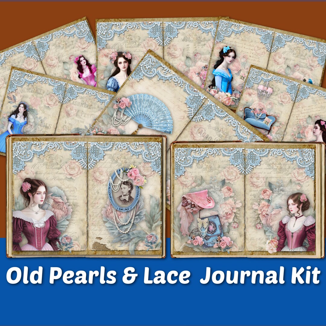 Victorian Journal Pages Shabby Vintage Pearls Lace Lined Printable ...