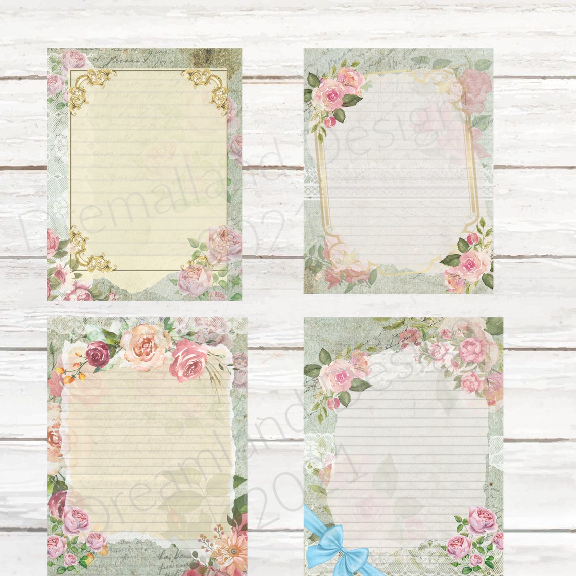 Printable Blank Lined Journal Pages Vintage Collage Junk - Etsy