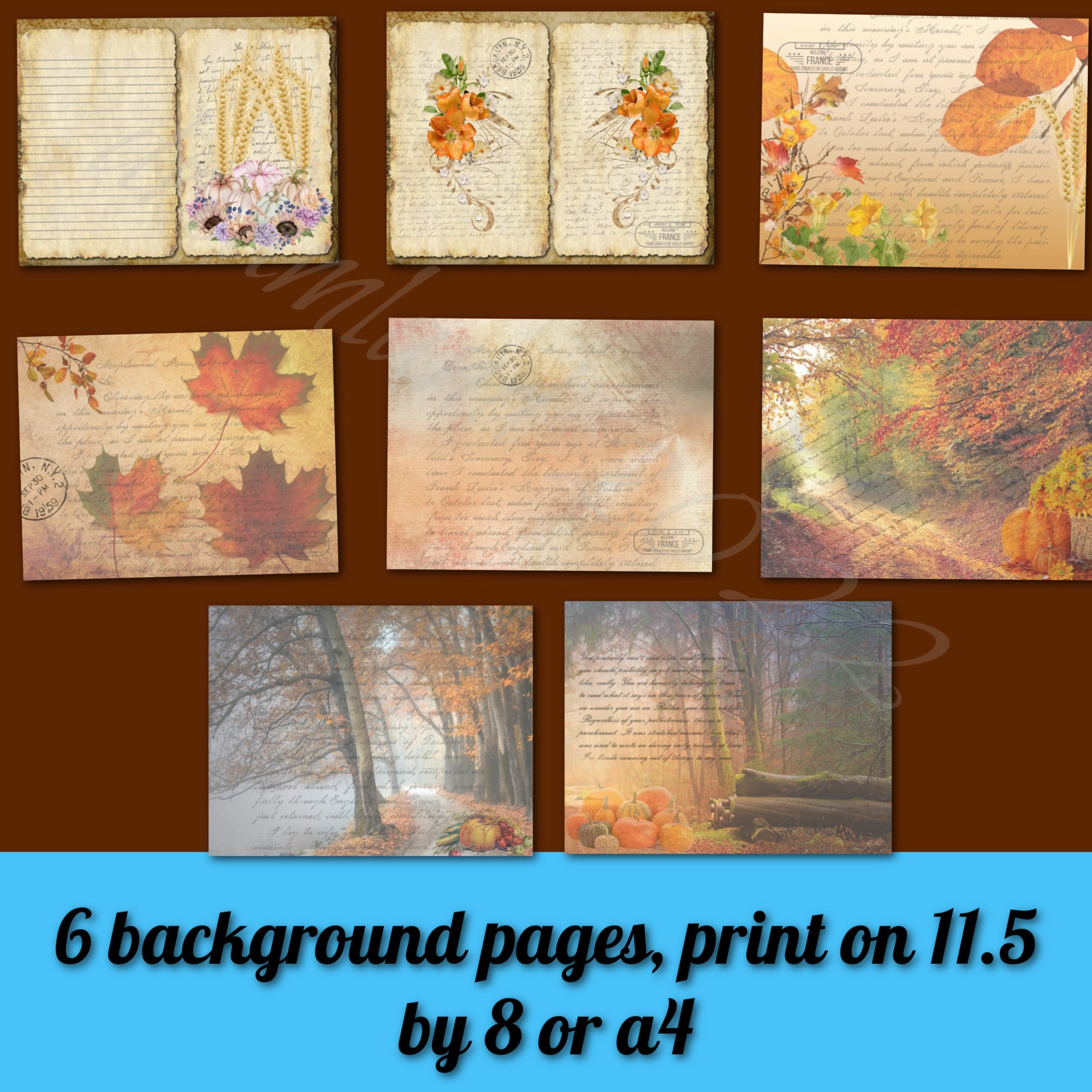 Autumn Junk Journal Supplies Printable Pages Fall Flower Kit - Etsy