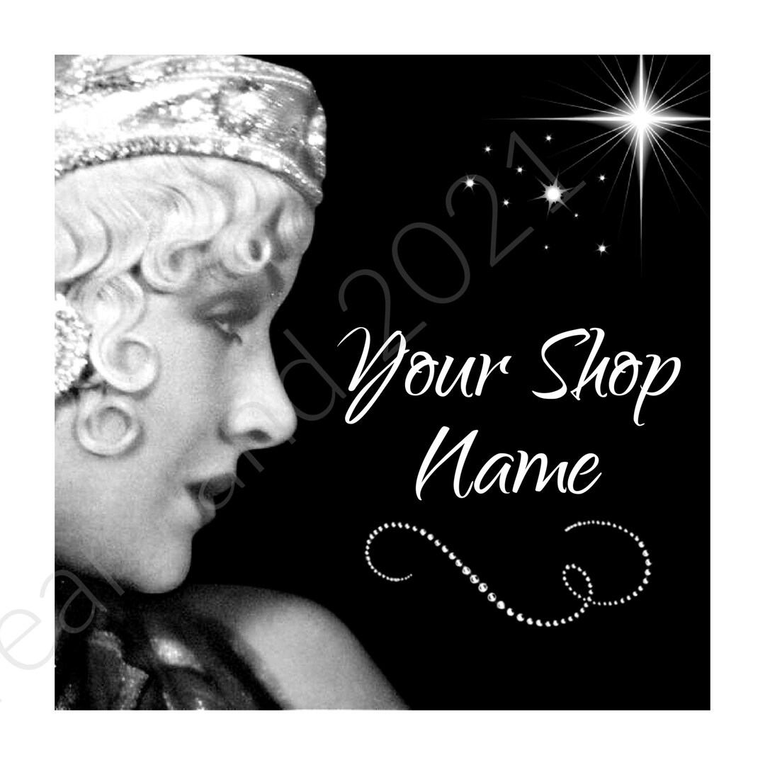 Art Deco Etsy Banner Vintage Logo Cover Flapper DIY Icon Vintage Woman ...