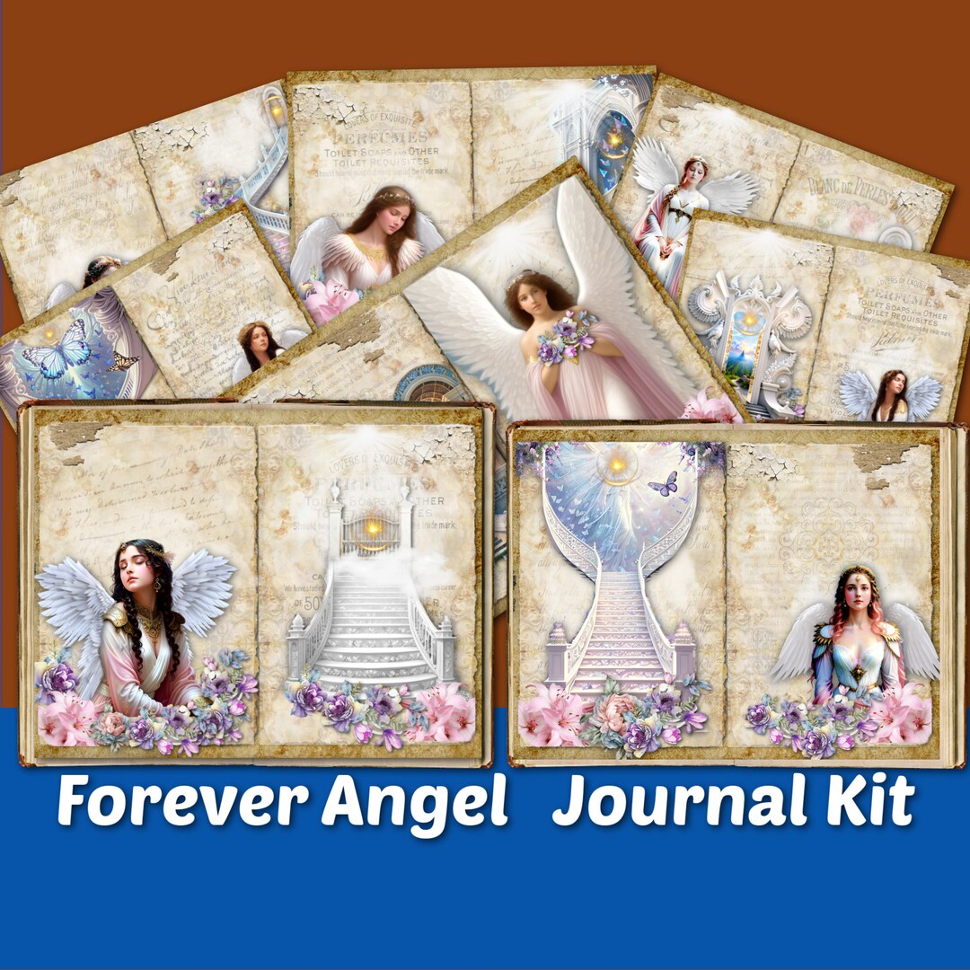 Printable Forever Angel Journal Pages Kit Stairs to Heaven Junk Vintage ...