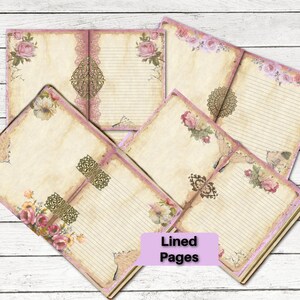 Printable Journal Pages Lined Blank Vintage Collage Junk Journal Shabby ...