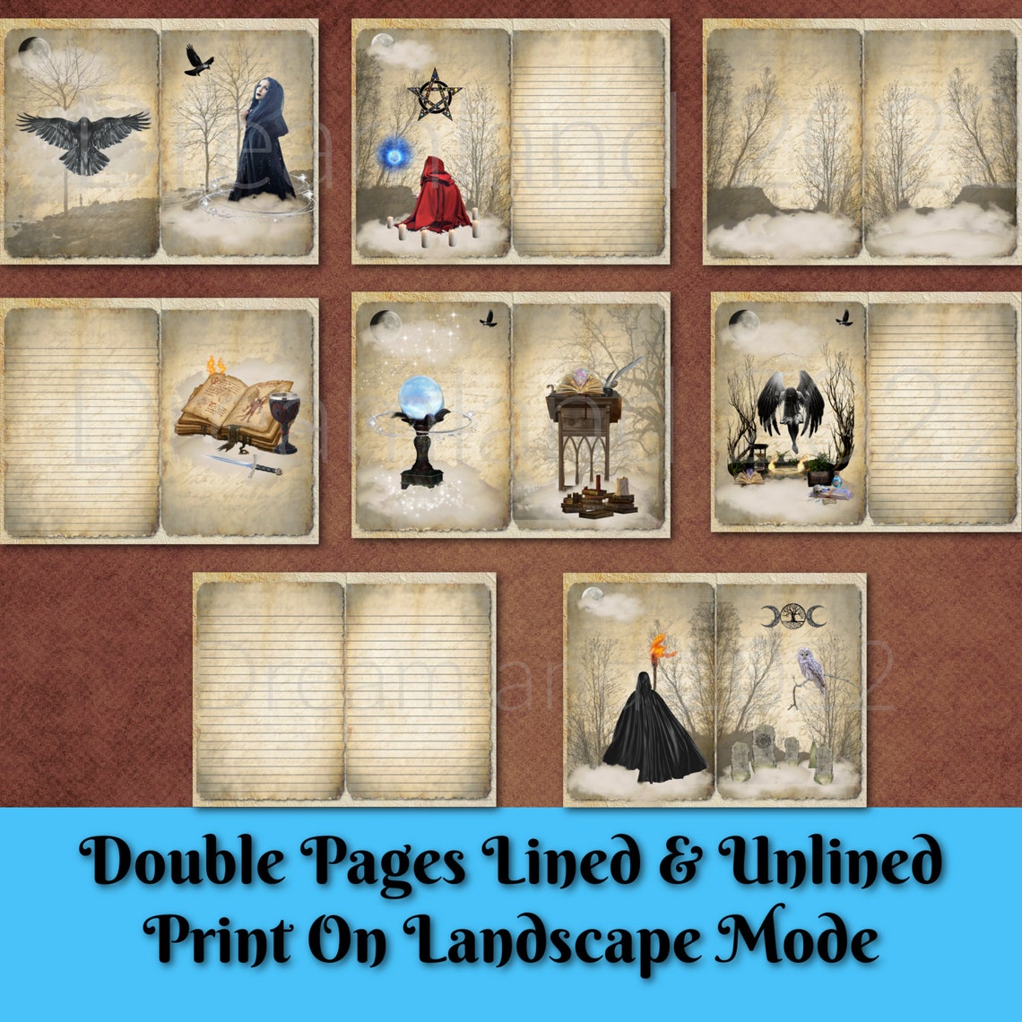 Magic Journal Pages Kit Printable Season of Witch Blank Wizard - Etsy