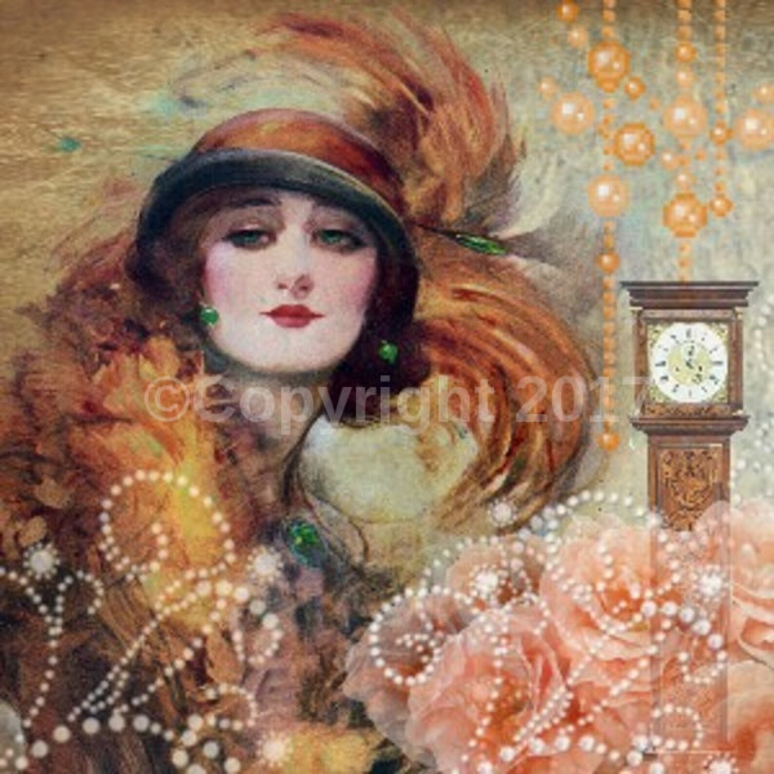 Etsy Banner Cover Shabby Flapper DIY Icon Vintage Woman Pearls - Etsy