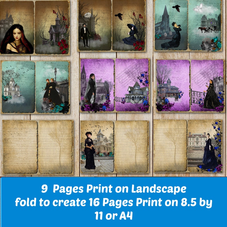 Gothic Victorian Junk Journal Pages Kit Blank Village - Etsy