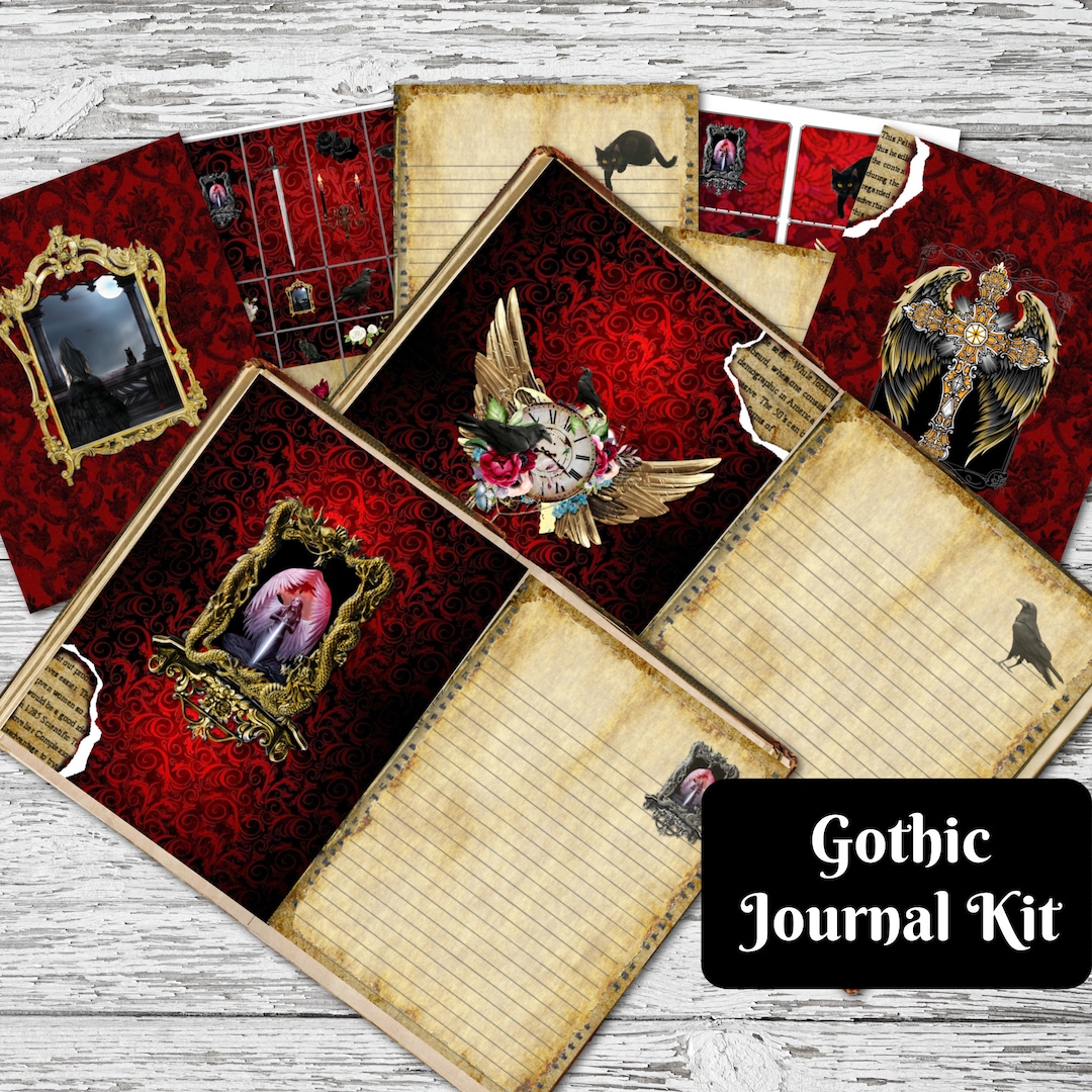 Gothic Journal Pages Kit Blank Vintage Printable Roses Collage Junk ...