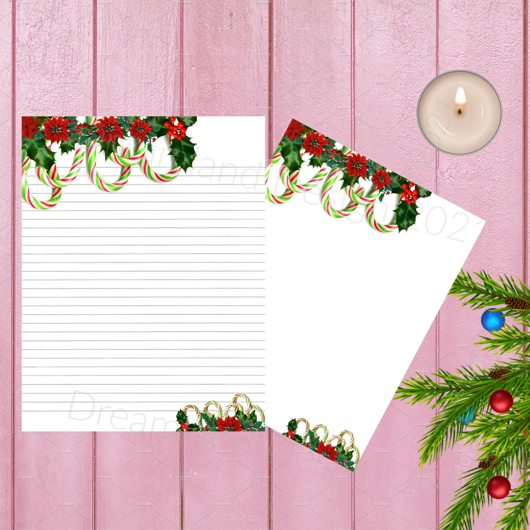 Printable Christmas Candy Cane Stationary Blank Writing Paper - Etsy