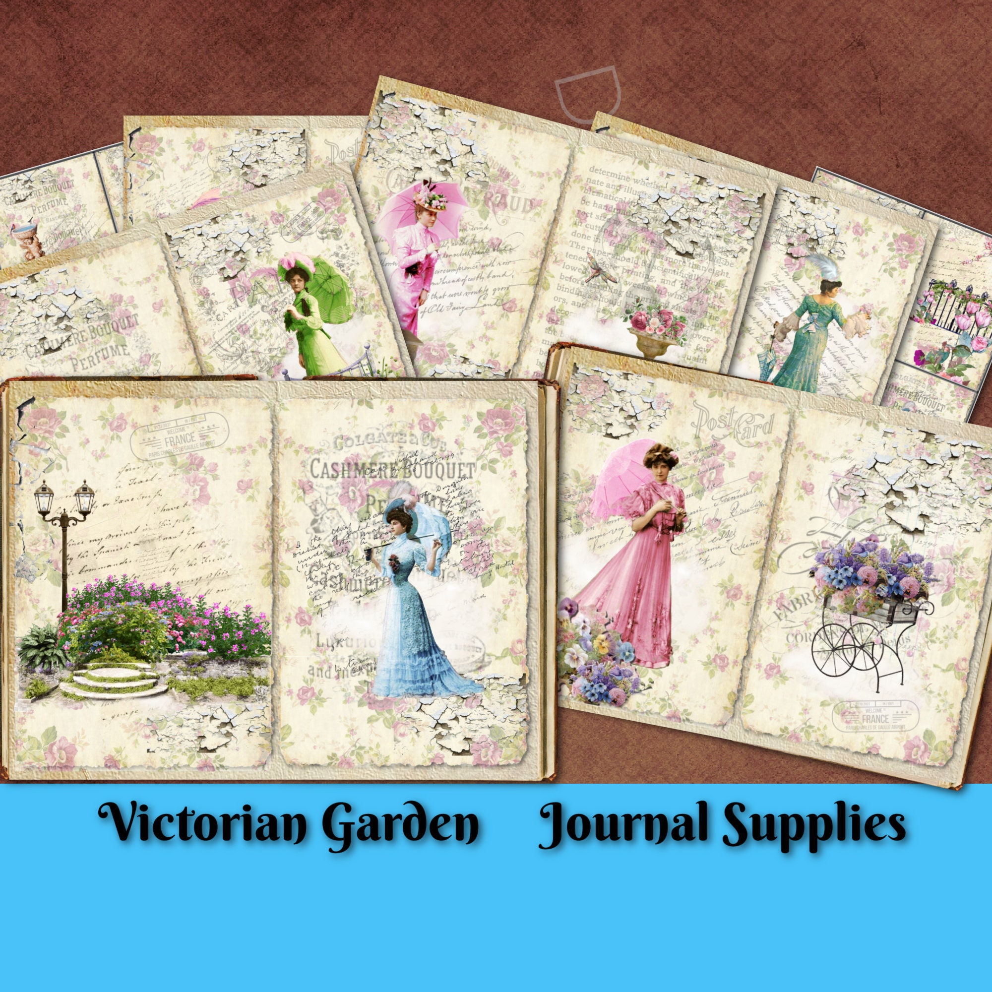 Junk Journal Pages Printable Kit Victorian Flower Garden Lined - Etsy