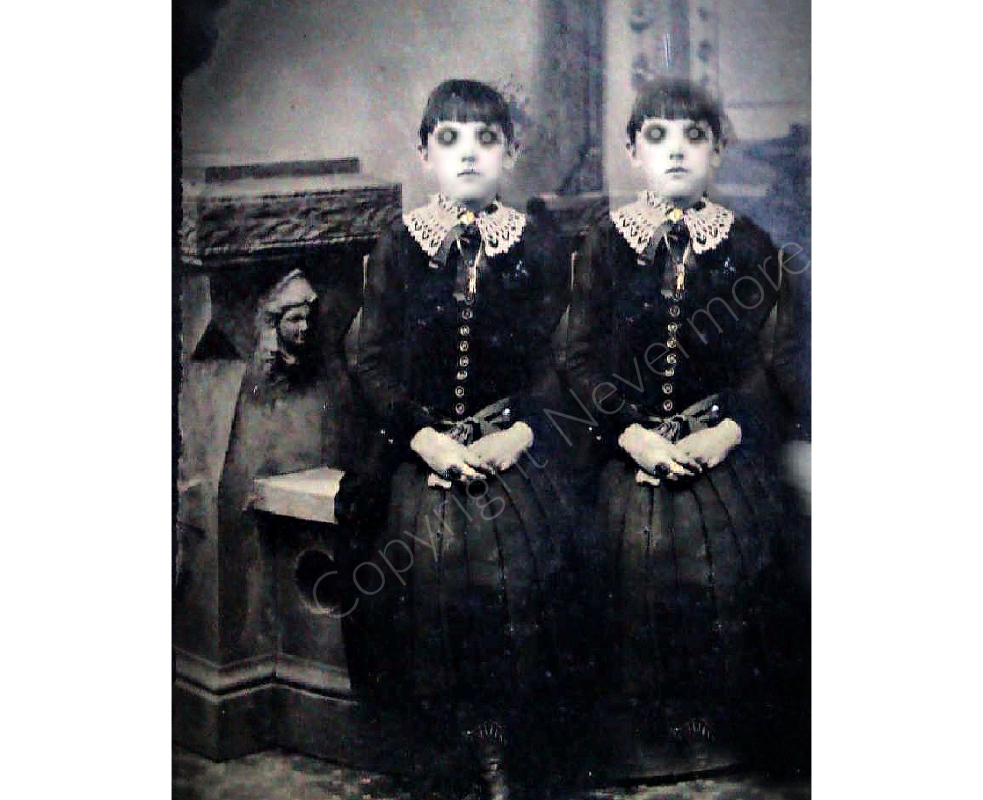 Ghost Victorian Children Twins Photo Vintage Printable Black Eyed ...