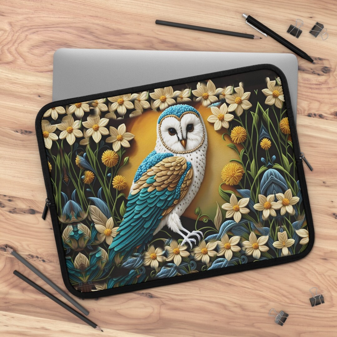 Owl Laptop Sleeve Case Art Nouveau William Morris Inspired Bird Floral ...