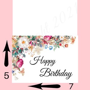 Printable Roses Happy Birthday Card Birthday Greeting Card | Etsy