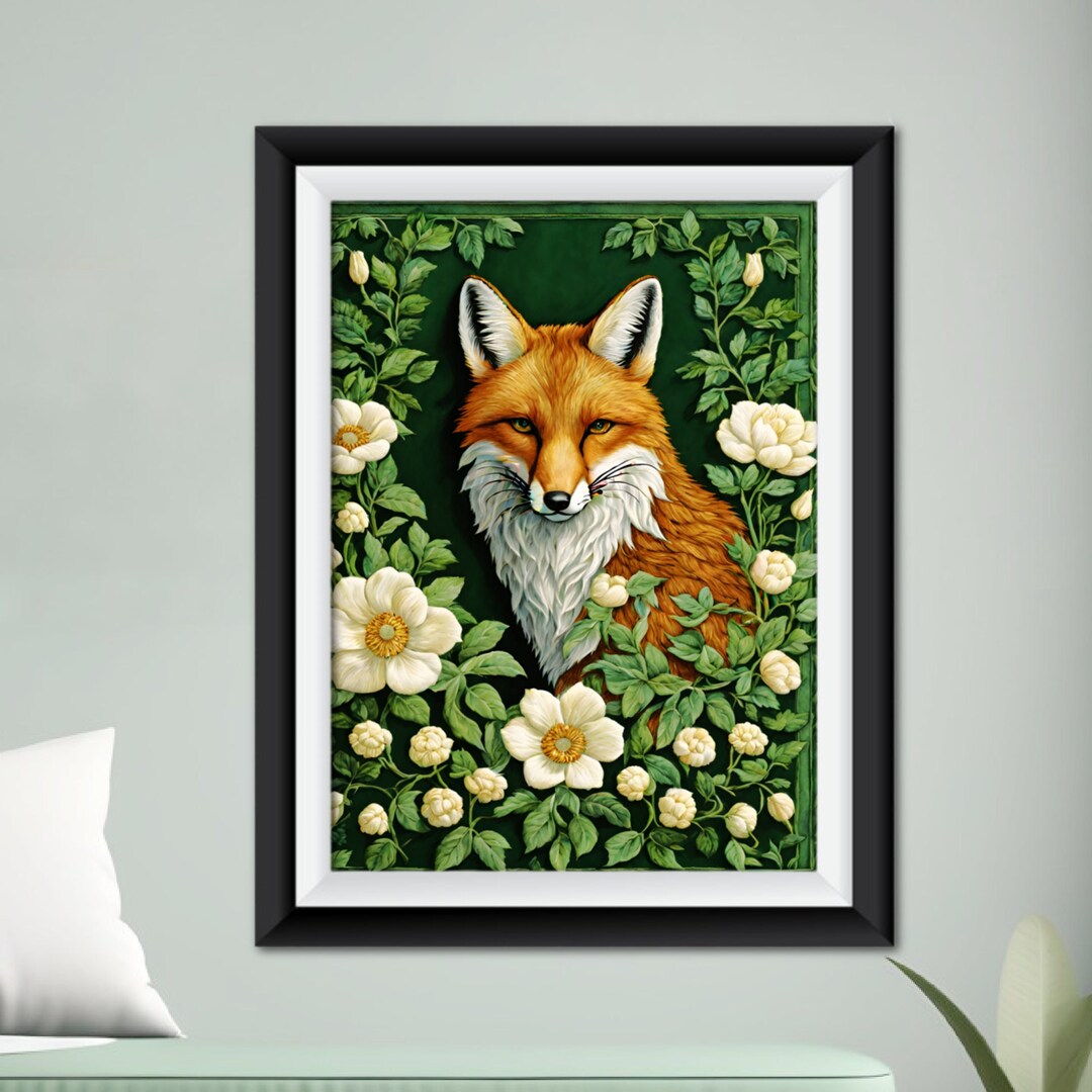 Cottagecore Print Fox in Forest William Morris Inspired Poster ...