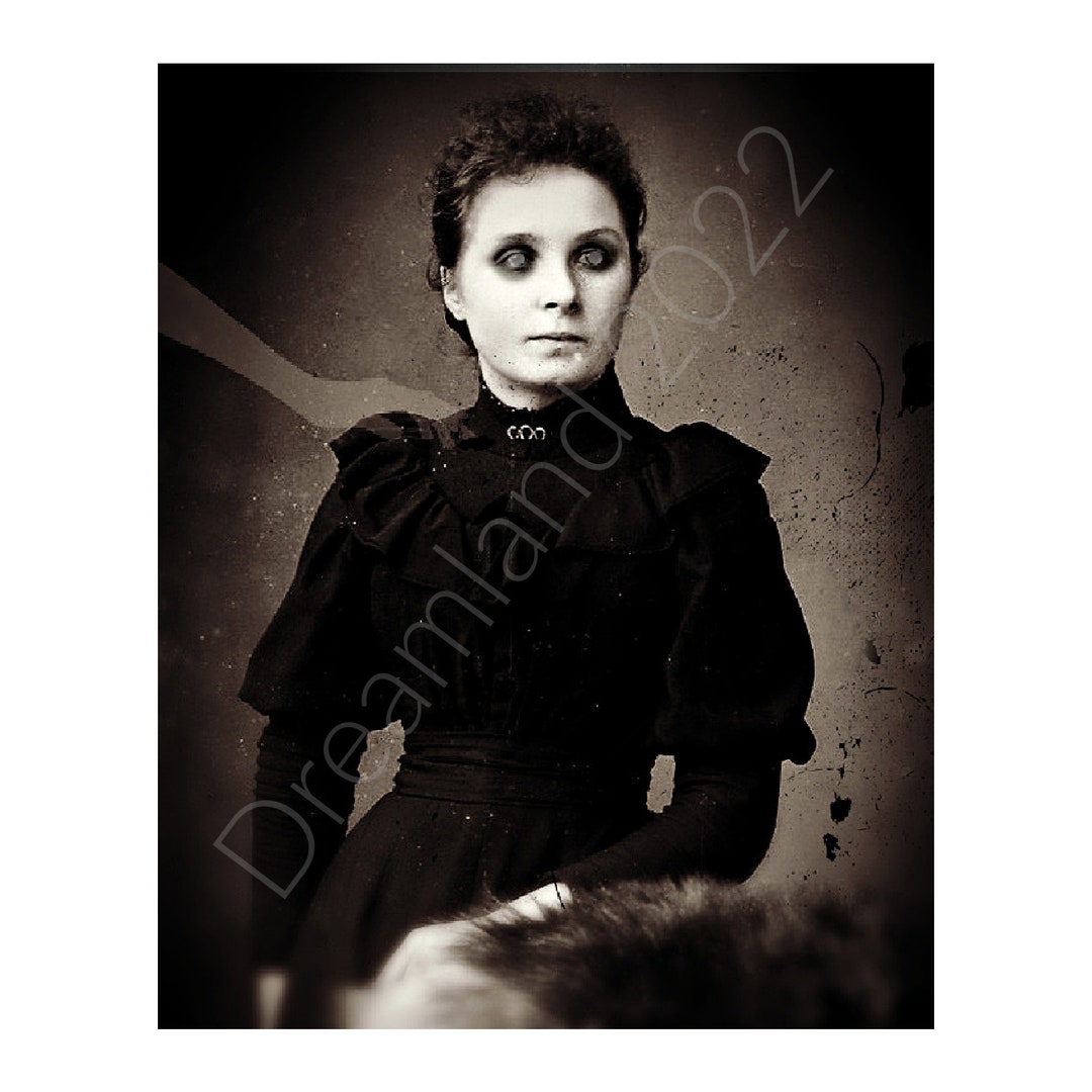 Creepy Ghost Lady Photo Victorian Vintage Printable Spirit Black Eyes ...