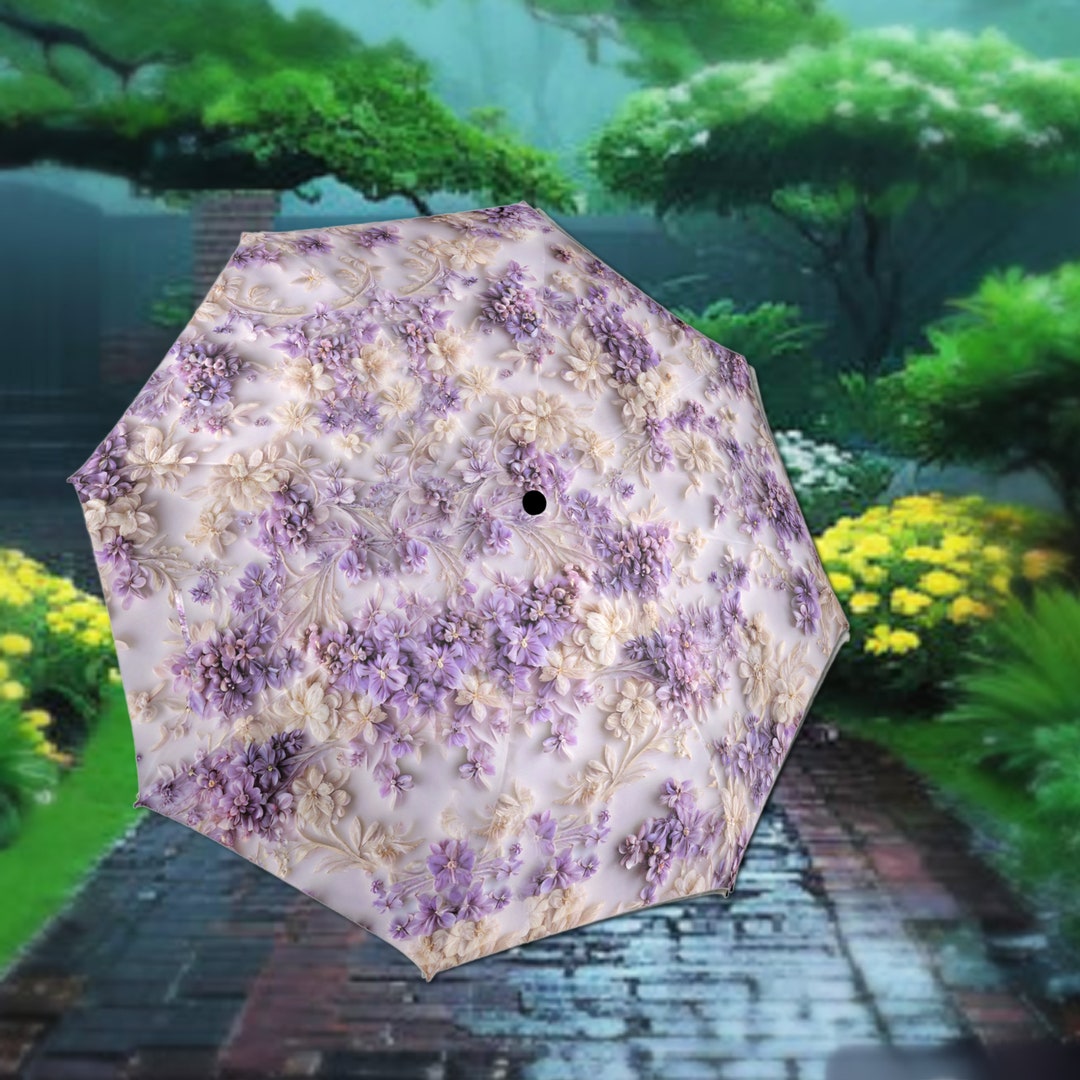 Romantic Purple Umbrella Victorian Inspired Flowers and Pearls Parasol ...