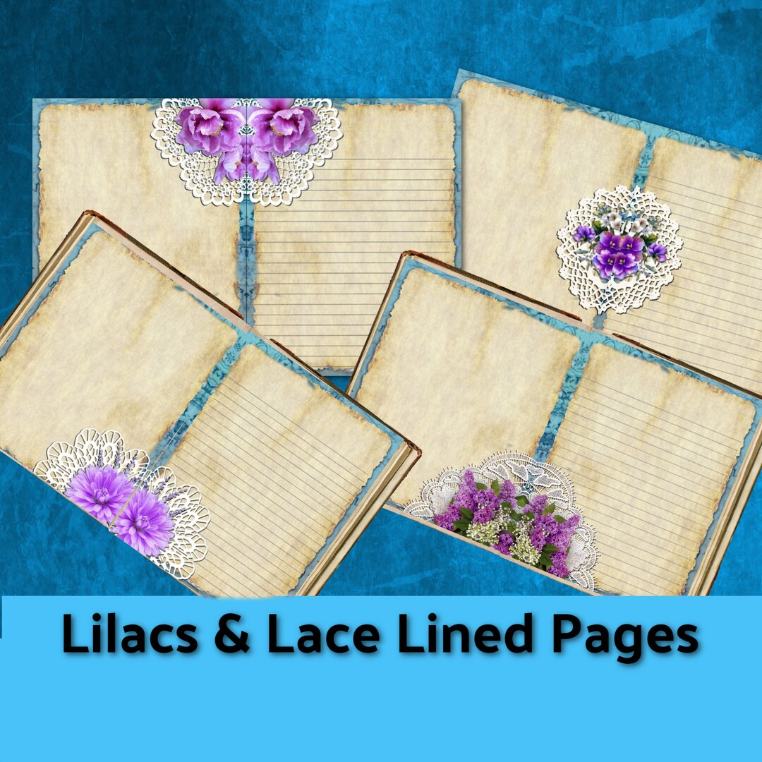 Printable Lilacs and Lace Journal Paper Pages Lined Blank Vintage ...