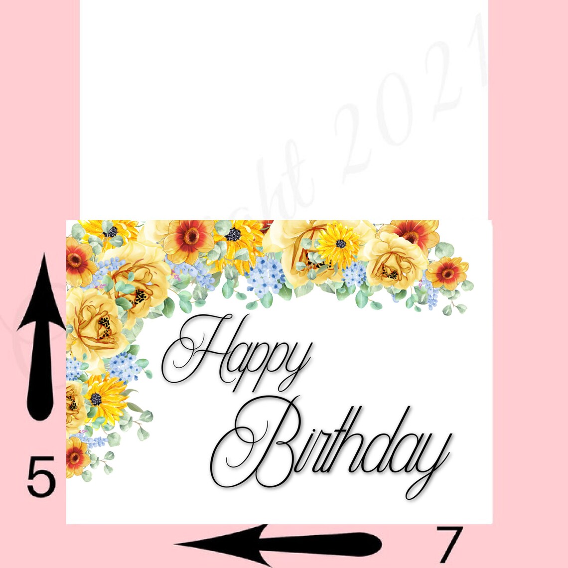 Floral Card Happy Birthday Greeting Printable Card Instant | Etsy