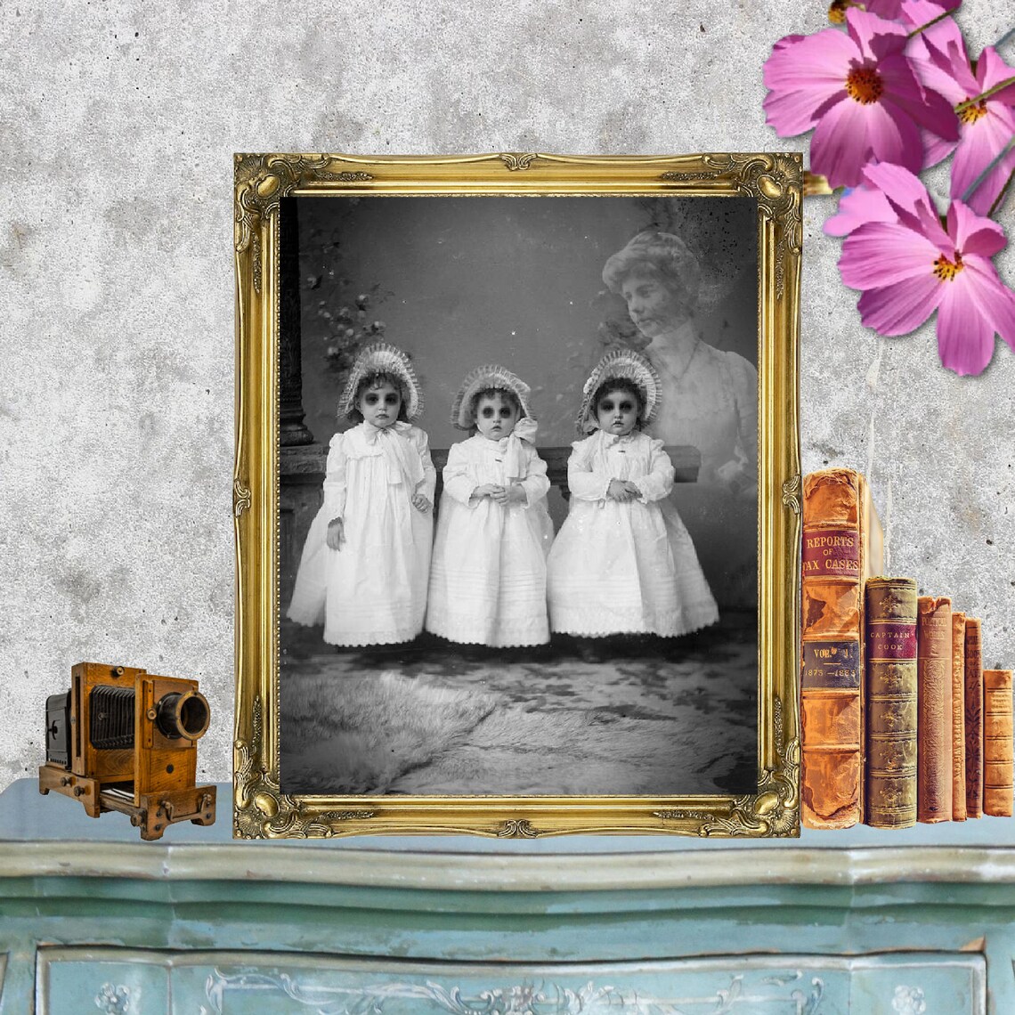 Creepy Triplets Photo Victorian Ghost Sisters Family Vintage - Etsy