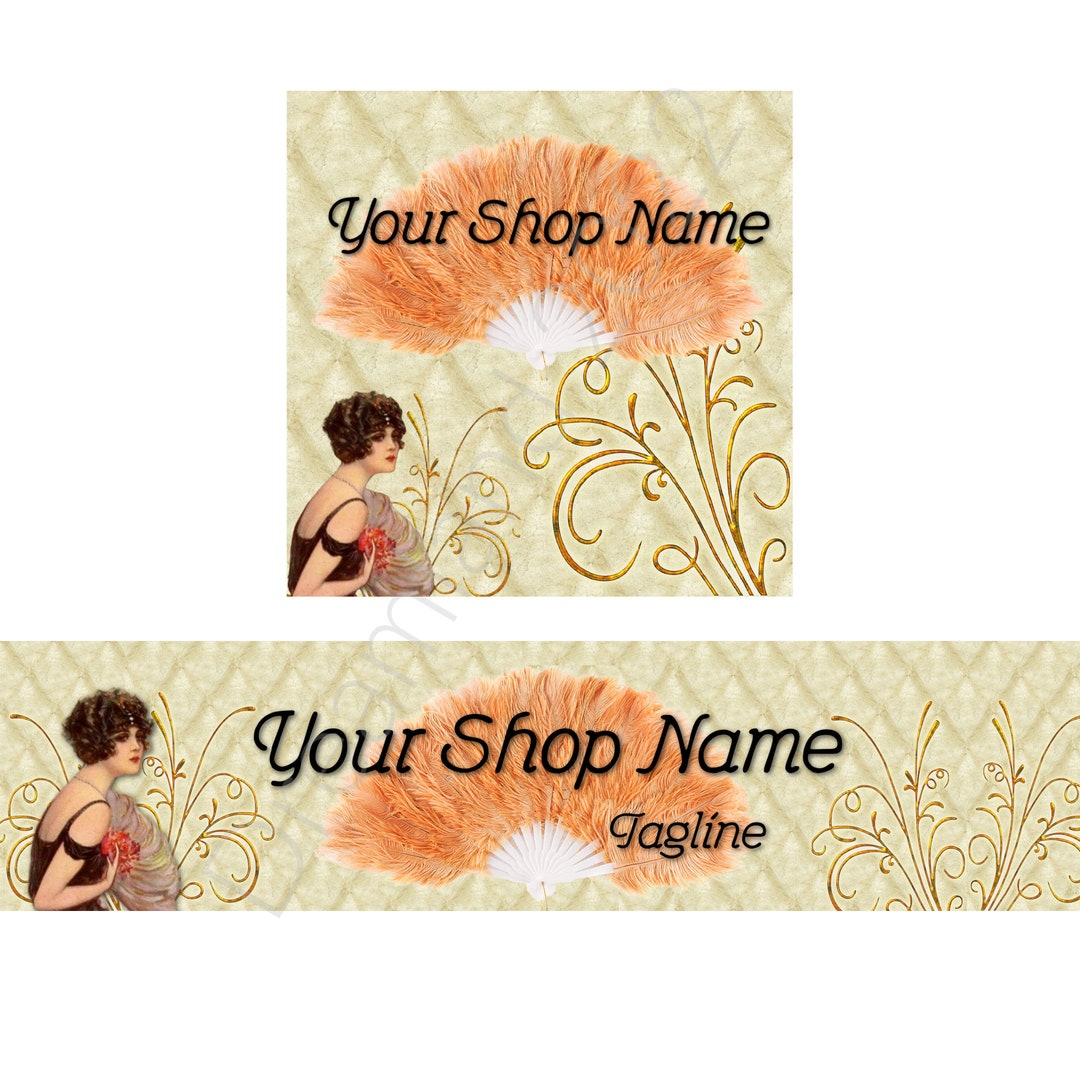 Etsy Banner Shabby Art Deco Cover Flapper DIY Icon Vintage - Etsy