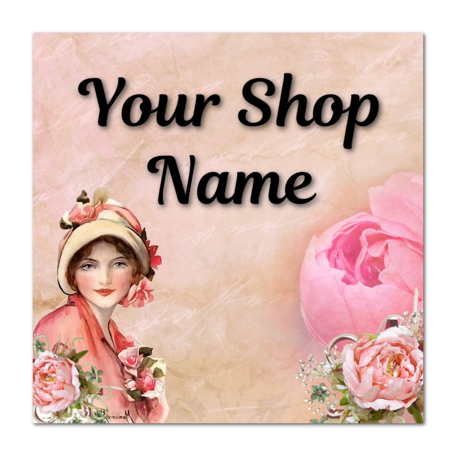 Flapper Shop Icon DIY Etsy Banner Cover Vintage Retro Blank - Etsy