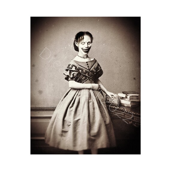 Creepy Photo Vintage Demon Girl Portrait Horror Printable Old - Etsy