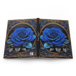 Blue Rose Journal Personalized Custom Hardcover Gothic Faux Velvet ...
