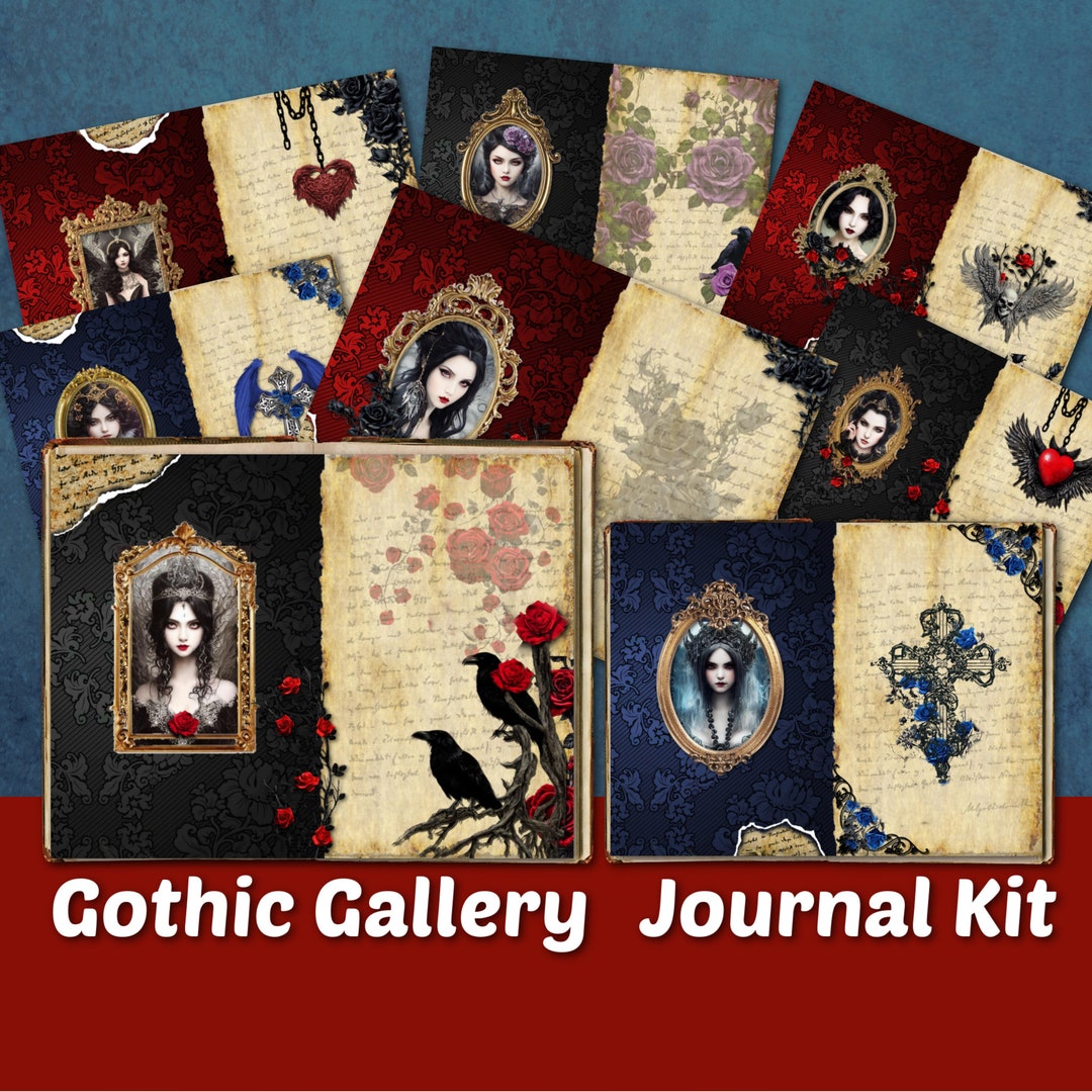 Gothic Gallery Journal Pages Kit Roses Printable Vintage Collage Junk ...