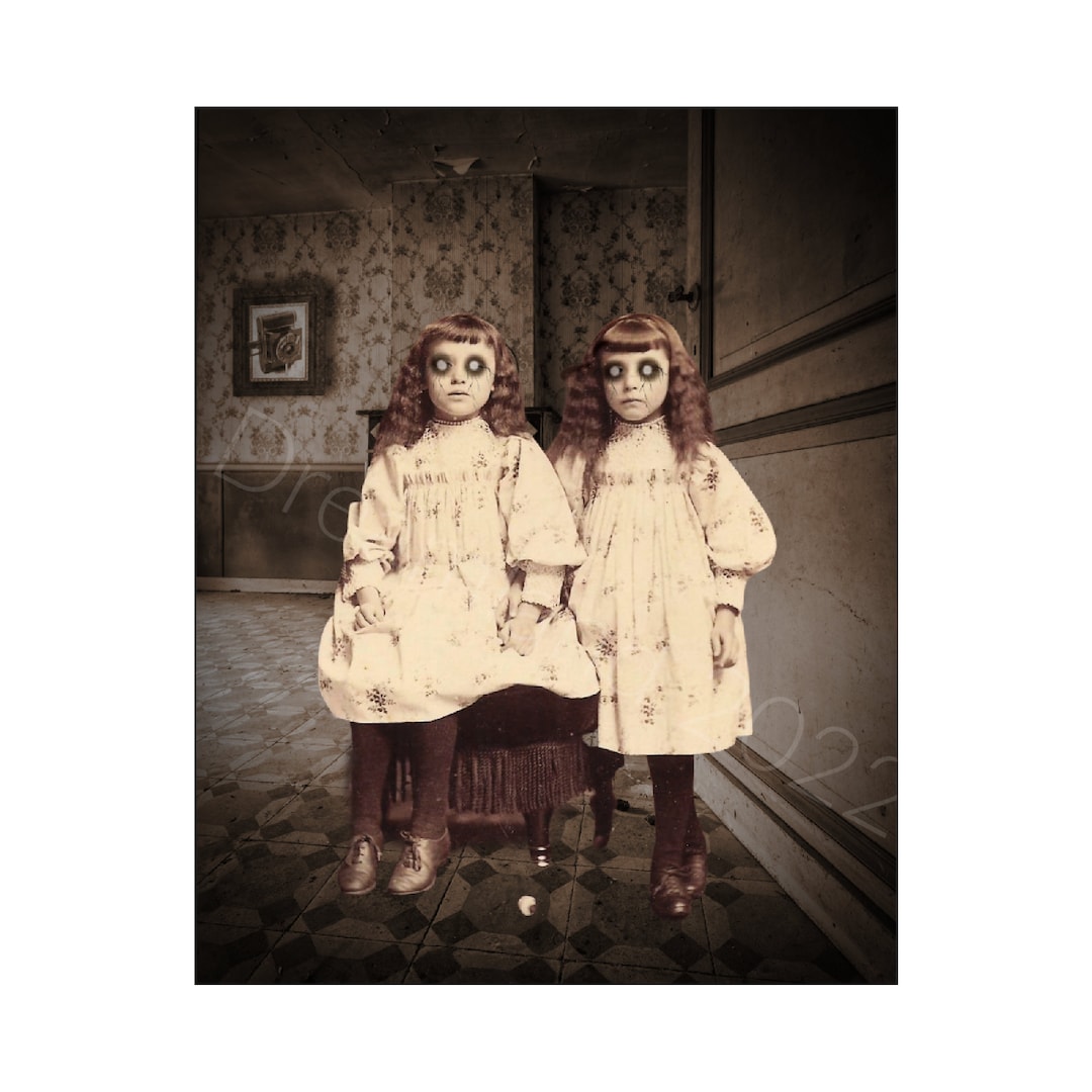 Twins Ghost Photo Victorian Children Vintage Printable Black Eyed ...