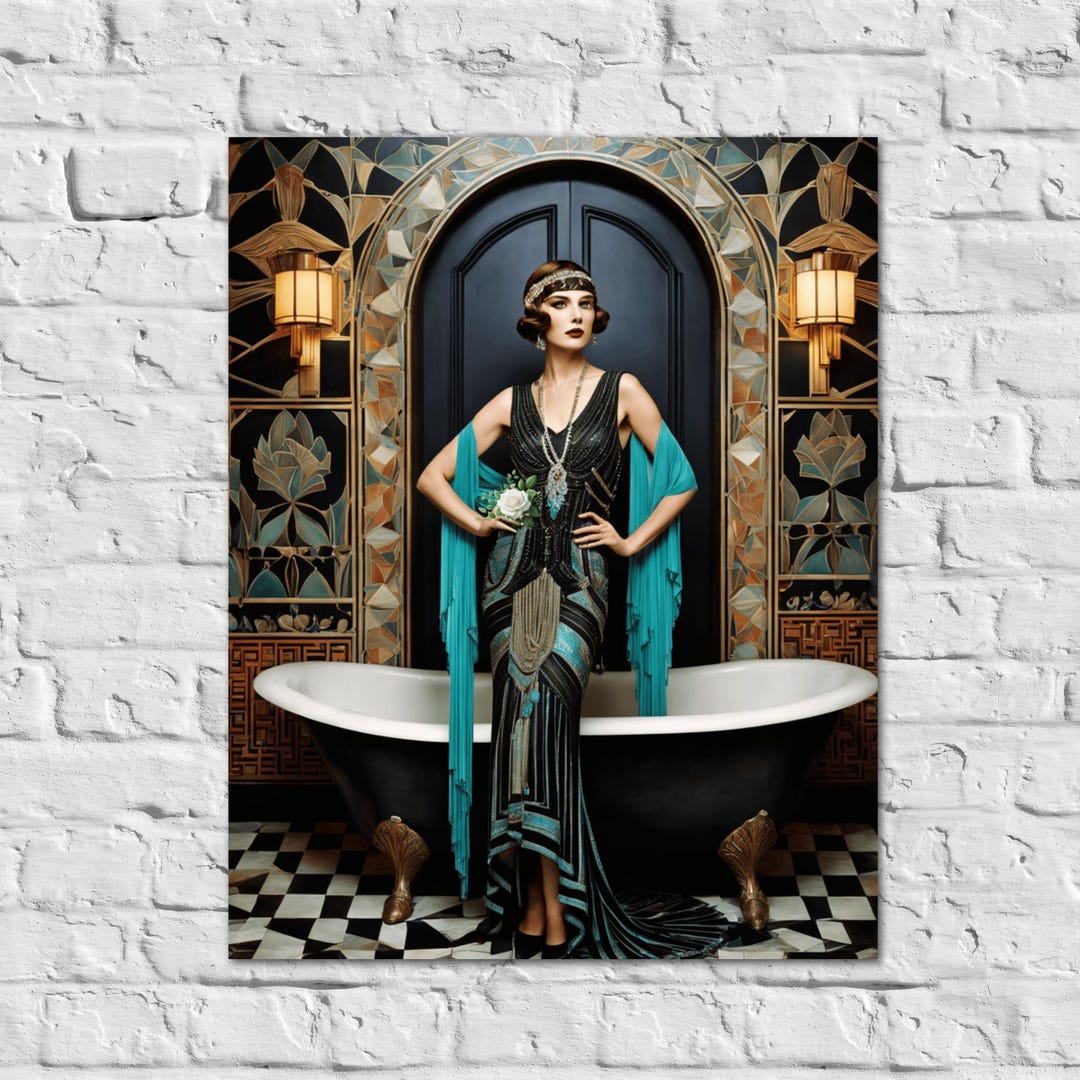 Art Deco Bathroom Wall Art Print Gatsby Girl Speakeasy Poster Retro ...