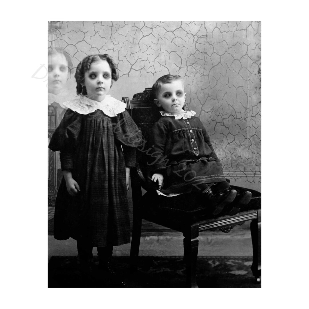 Gothic Black Eyed Children Photo Victorian Vintage Ghost Art Halloween ...