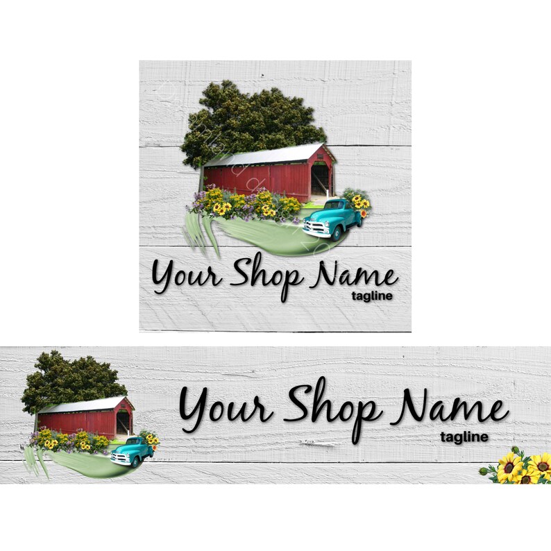 Covered Bridge Etsy Shop Banner Logo Design Premade Vintage - Etsy Canada